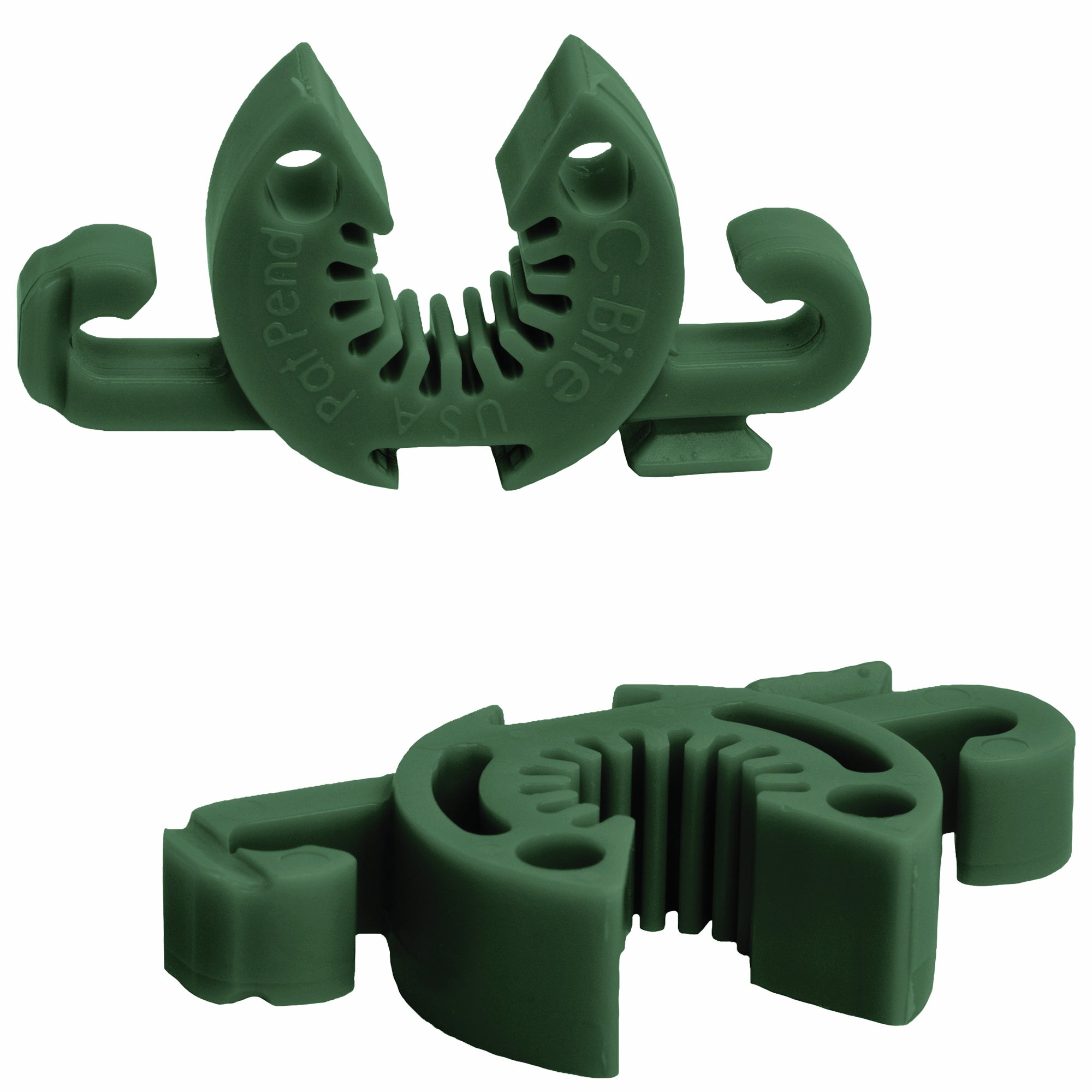 Dark Green C-BITE Garden Stake Clips for 7/16" Garden Stakes (In quant